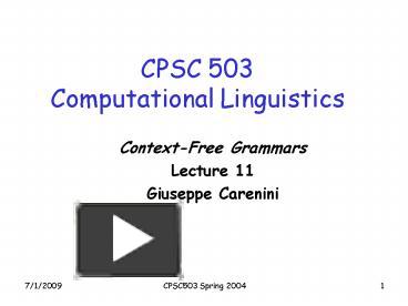PPT – CPSC503 Spring 2004 PowerPoint presentation | free to download ...
