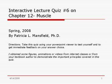 PPT – Interactive Lecture Quiz PowerPoint presentation | free to view ...
