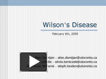 Wilsons Disease presentation | free to view