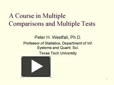 A Course in Multiple Comparisons and Multiple Tests presentation | free ...