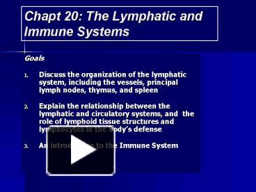 PPT – Chapt 20: The Lymphatic and Immune Systems PowerPoint ...