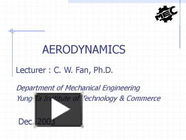 PPT – AERODYNAMICS PowerPoint presentation | free to view - id: 107d87 ...