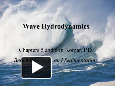 Wave Hydrodynamics presentation | free to view