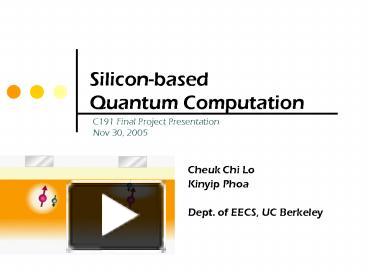 PPT – Silicon-based Quantum Computation PowerPoint presentation | free ...