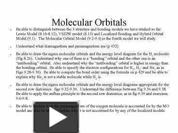 PPT – Molecular Orbitals PowerPoint presentation | free to view - id ...