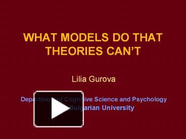 WHAT MODELS DO THAT THEORIES CAN presentation | free to view