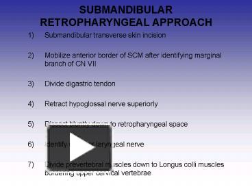 Submandibular transverse skin incision presentation | free to view