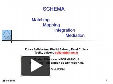 PPT – SCHEMA Matching Mapping Integration Mediation PowerPoint ...