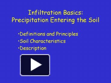 PPT – Infiltration Basics: Precipitation Entering the Soil PowerPoint ...