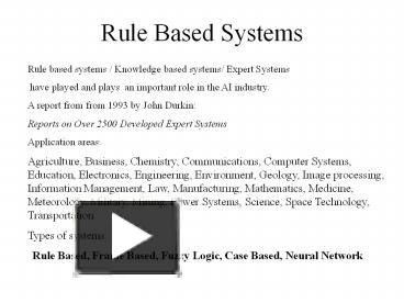 Rule Based Systems presentation | free to download
