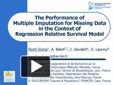 PPT – The Performance of Multiple Imputation for Missing Data in the ...