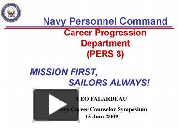 Navy Personnel Command Career Progression Department PERS 8 ...