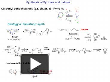 Synthesis of Pyrroles and Indoles presentation | free to view