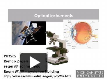 Optical instruments presentation | free to view