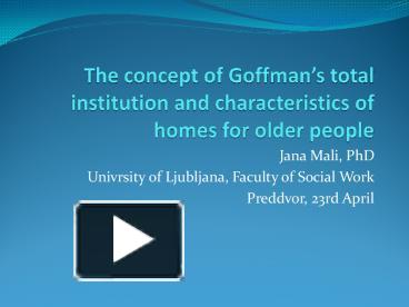 The concept of Goffman presentation | free to view