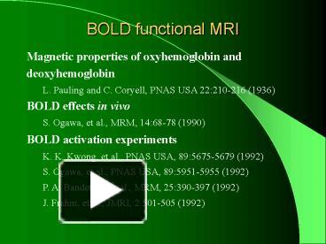 BOLD functional MRI presentation | free to view