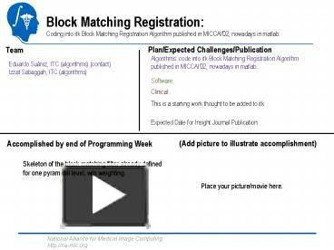 PPT – Block Matching Registration: Coding into itk Block Matching ...