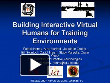 PPT – Building Interactive Virtual Humans for Training Environments ...