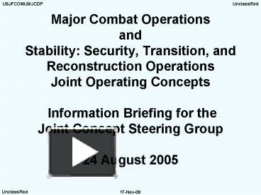 PPT – Major Combat Operations and Stability: Security, Transition, and ...