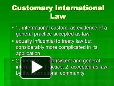 Customary International Law presentation | free to view