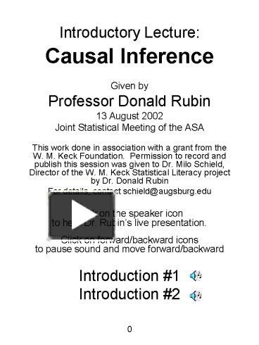 Introductory Lecture: Causal Inference presentation | free to view
