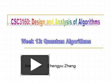 PPT – Instructor: Shengyu Zhang PowerPoint presentation | free to view ...