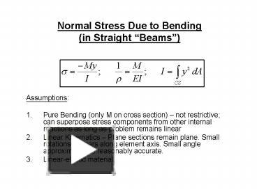 PPT – Normal Stress Due to Bending in Straight Beams PowerPoint ...
