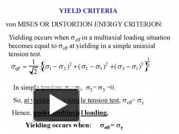 YIELD CRITERIA presentation | free to view