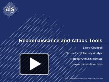 PPT – Reconnaissance and Attack Tools PowerPoint presentation | free to ...