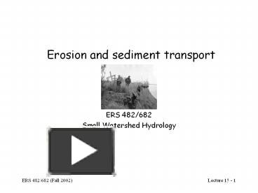 Erosion and sediment transport presentation | free to view