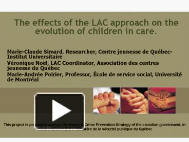 The effects of the LAC approach on the evolution of children in care ...