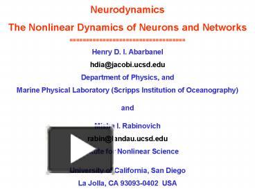 Neurodynamics presentation | free to view