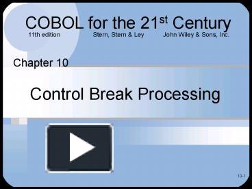 PPT – Control Break Processing PowerPoint presentation | free to view ...