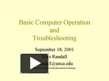 Basic Computer Operation and Troubleshooting presentation | free to view
