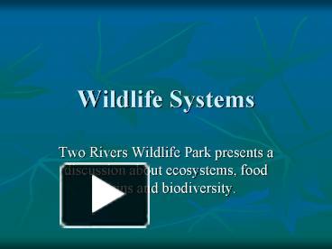 Wildlife Systems presentation | free to view