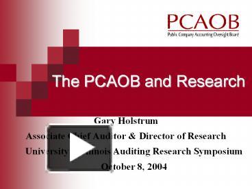 The PCAOB and Research presentation | free to view