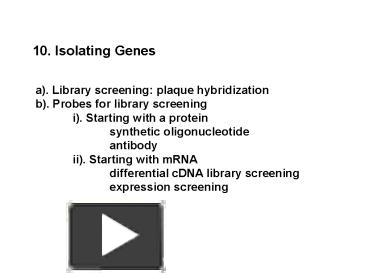 a' Library screening: plaque hybridization presentation | free to view