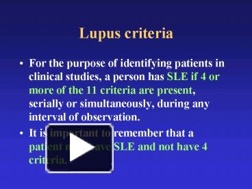 Lupus criteria presentation | free to view