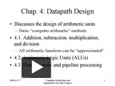 Chap' 4: Datapath Design presentation | free to view