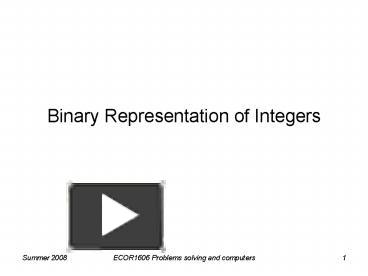 Binary Representation of Integers presentation | free to view