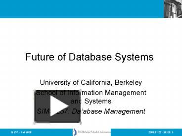 PPT – Future of Database Systems PowerPoint presentation | free to ...