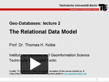 GeoDatabases: lecture 2 The Relational Data Model presentation | free ...