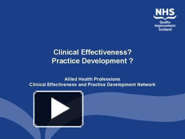 Clinical Effectiveness presentation | free to view