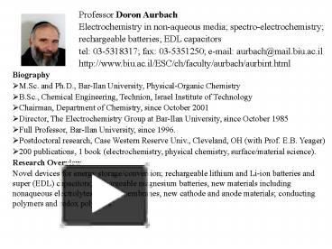 PPT – Professor Doron Aurbach PowerPoint presentation | free to view ...