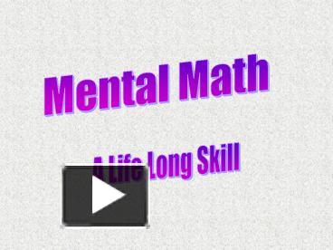 Mental Math presentation | free to view