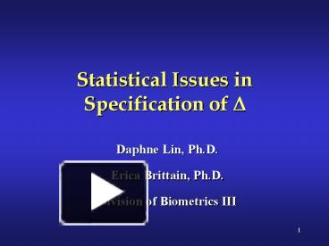 PPT – Statistical Issues in Specification of D PowerPoint presentation ...
