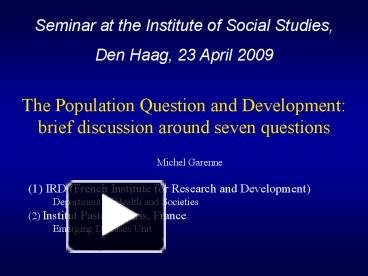 PPT – The Population Question and Development: brief discussion around ...