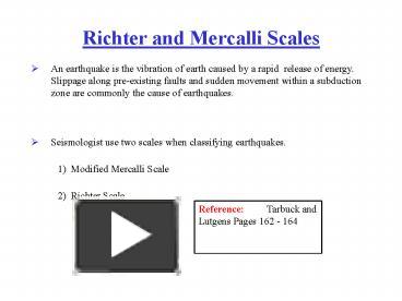 Richter and Mercalli Scales presentation | free to view