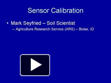 Sensor Calibration presentation | free to view