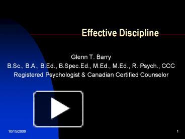 PPT – Effective Discipline PowerPoint presentation | free to view - id ...